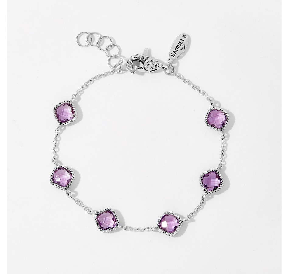 Samuel B. Collection Sterling Silver 6 Station Cushion Gemstone ...