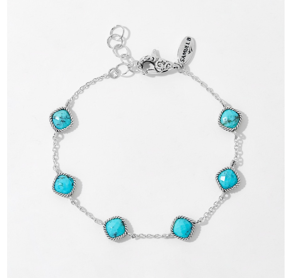 Samuel B. Collection Sterling Silver 6 Station Cushion Gemstone ...