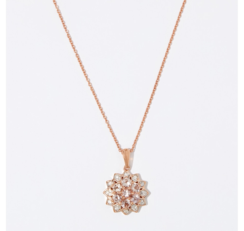 Gem Reflections Sterling Silver/Rose Gold Plating Morganite & White ...