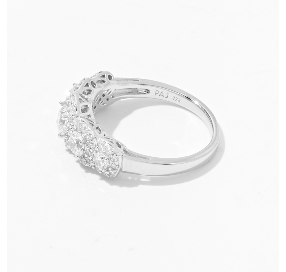 Diamonelle Sterling Silver Five Stone Halo Diamonelle Ring - TSC.ca