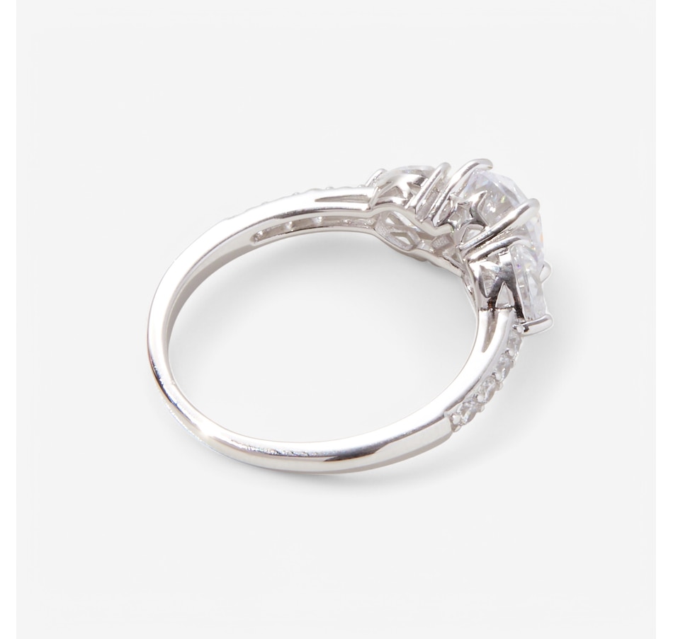 Sterling Silver Rhodium Plate Round & Heart Diamonelle Ring - TSC.ca