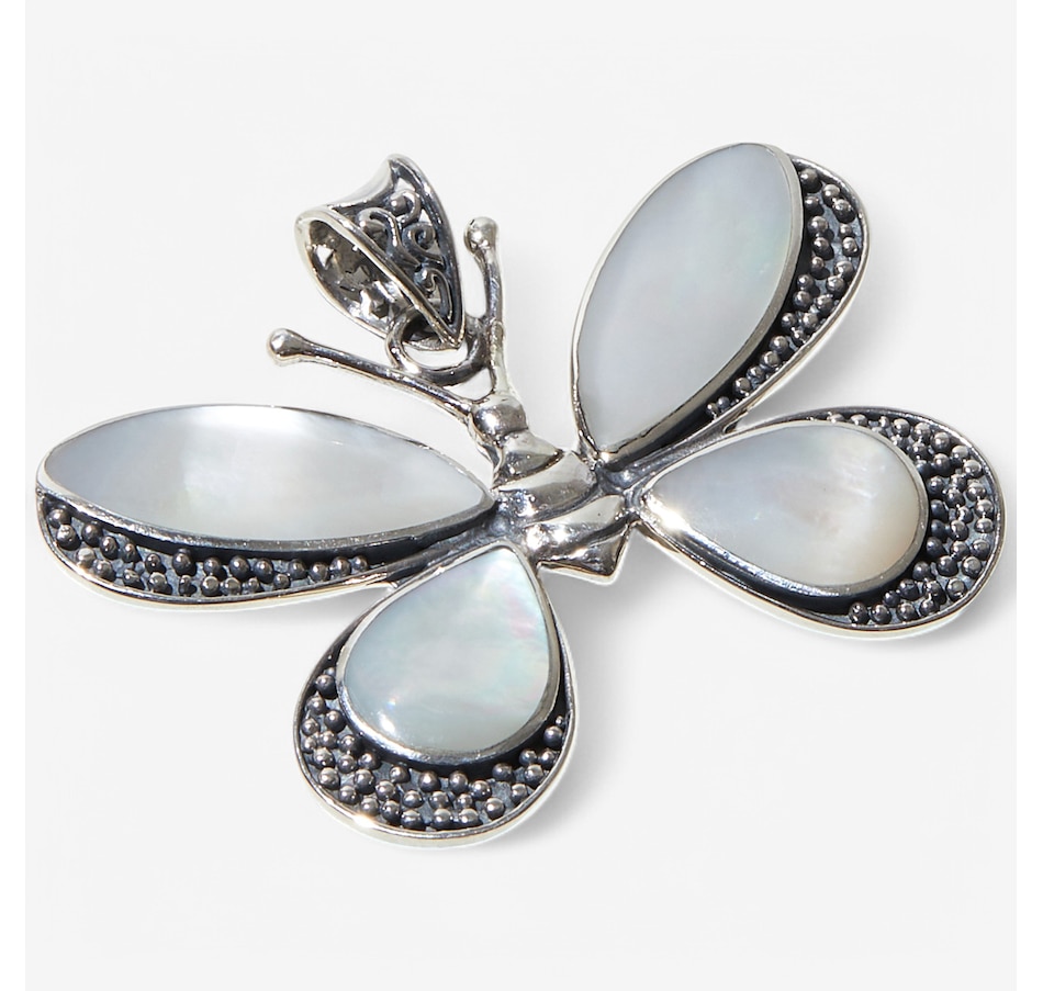 Samuel B Collection Sterling Silver Mother of Pearl Butterfly Pendant ...