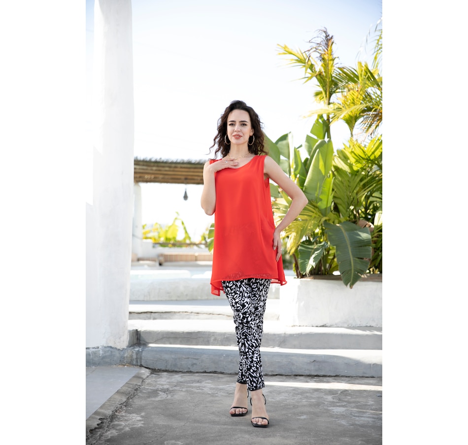 Orange Fashion Village Chiffon Long Lined Tank - TSC.ca