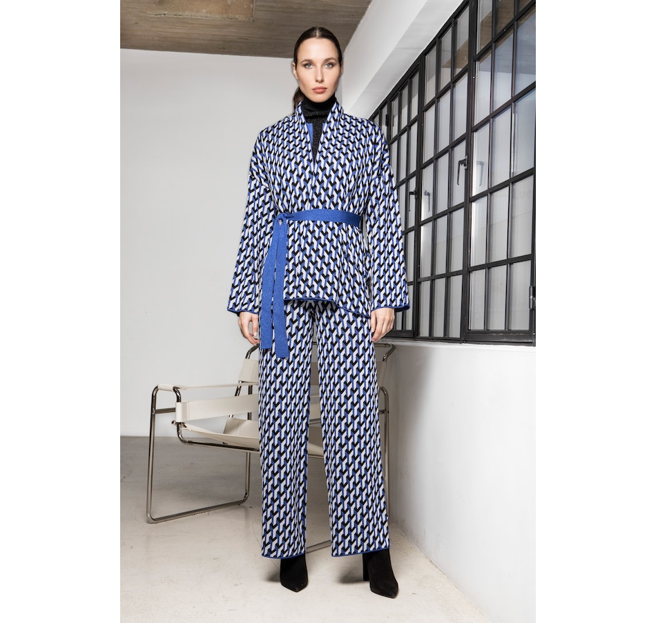 Aggel Knitwear Lurex Blend Geometric Pattern Pants - TSC.ca