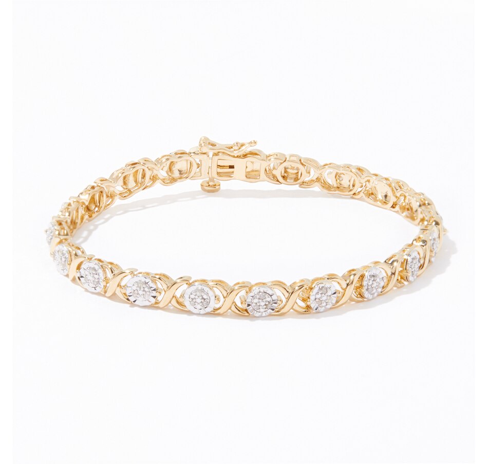 Colours of Diamonds Sterling Silver Yellow Gold Plate 0.24ctw Diamond ...