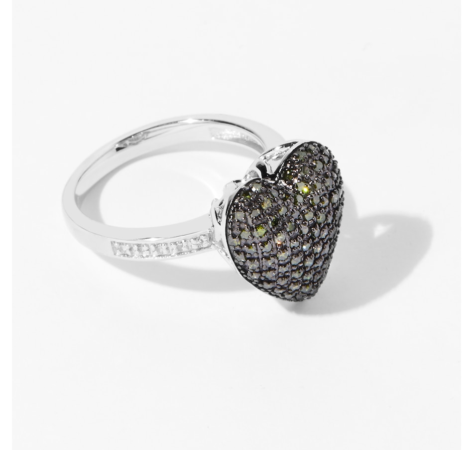 Colours of Diamonds Sterling Silver 0.50ctw Green & White Diamond Ring ...