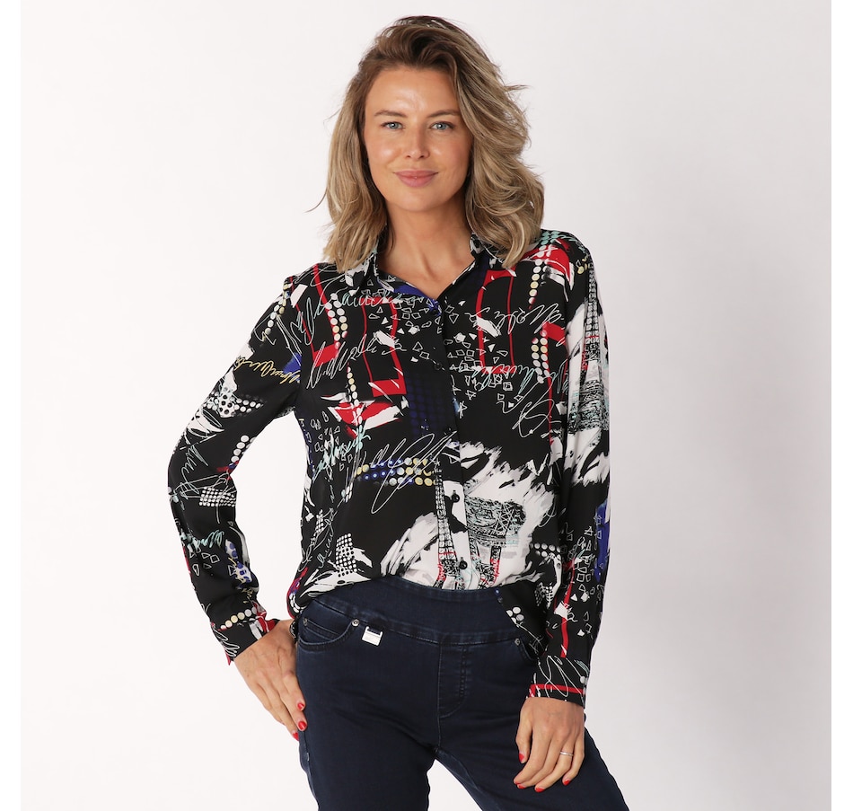 Lisette Printed Emilia Roll Sleeve Blouse - TSC.ca