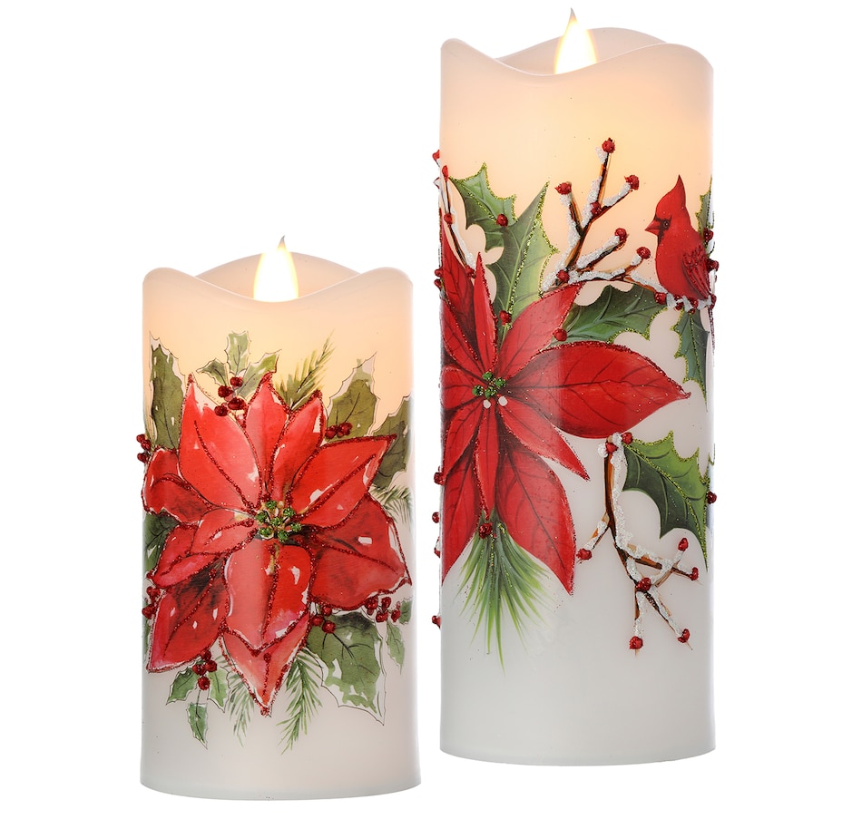 Holiday Memories LED Poinsettia Faux Candles (set of 2) - TSC.ca