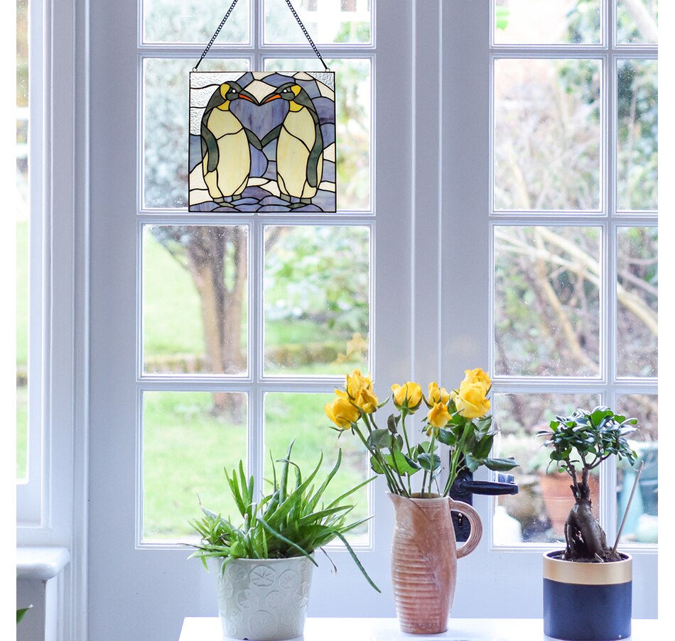 Tiffany Style Penguin Pals Window Panel - TSC.ca