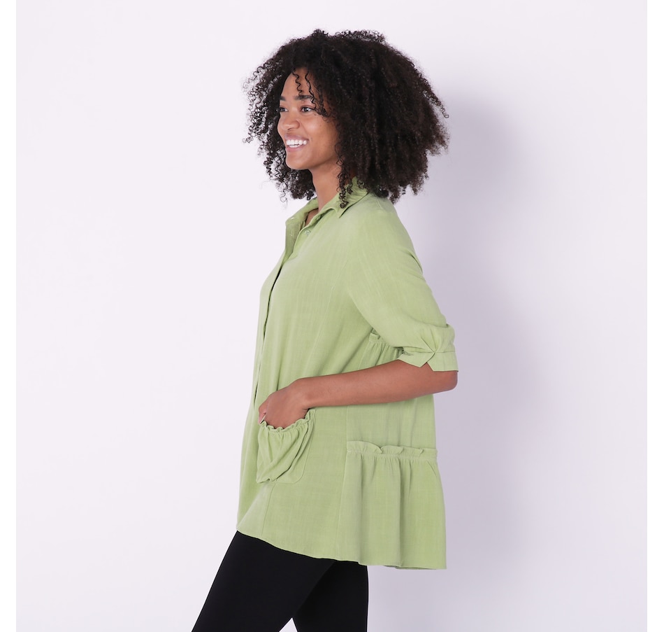 Red Coral Linen Cotton Blend Blouse - TSC.ca