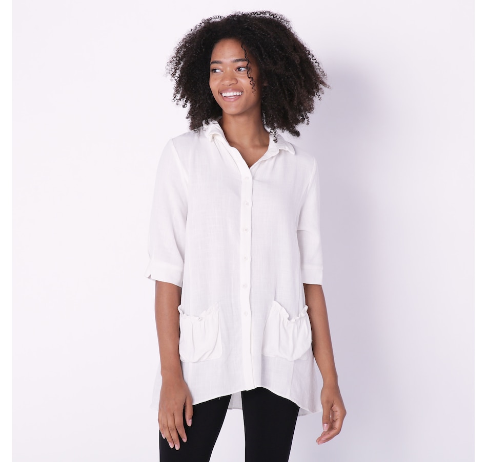 Red Coral Linen Cotton Blend Blouse - TSC.ca