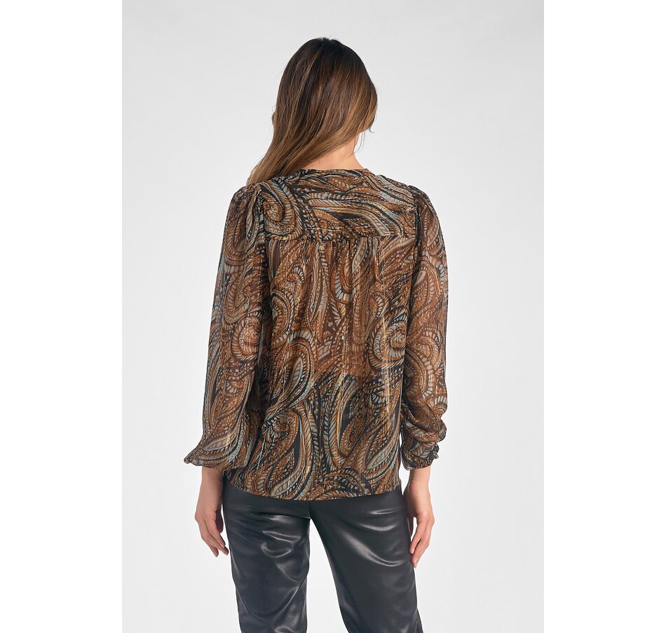 Elan Printed Blouse With Tassel Detail - TSC.ca