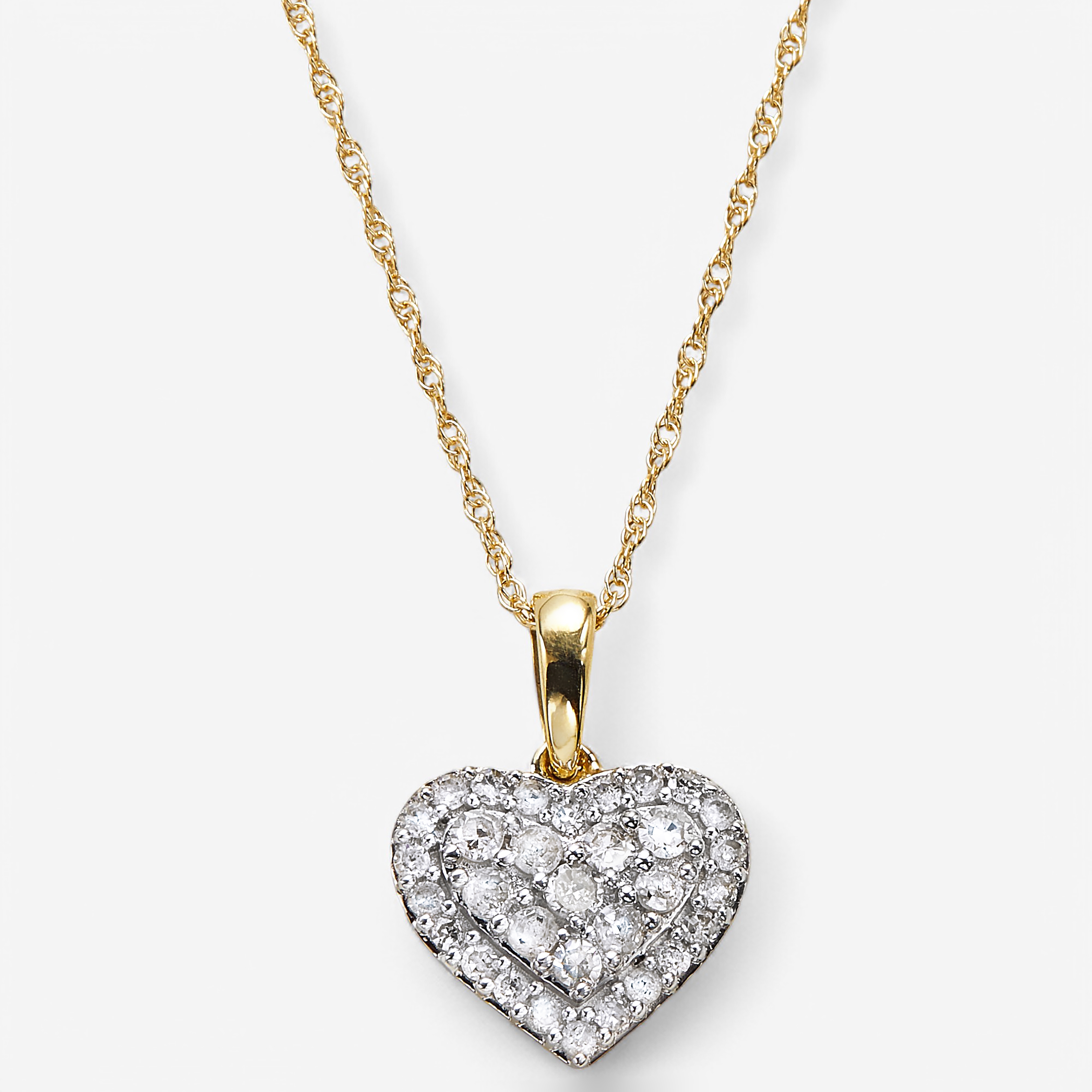 10K Yellow Gold 0.25ctw Diamond Heart Pendant with Chain - TSC.ca