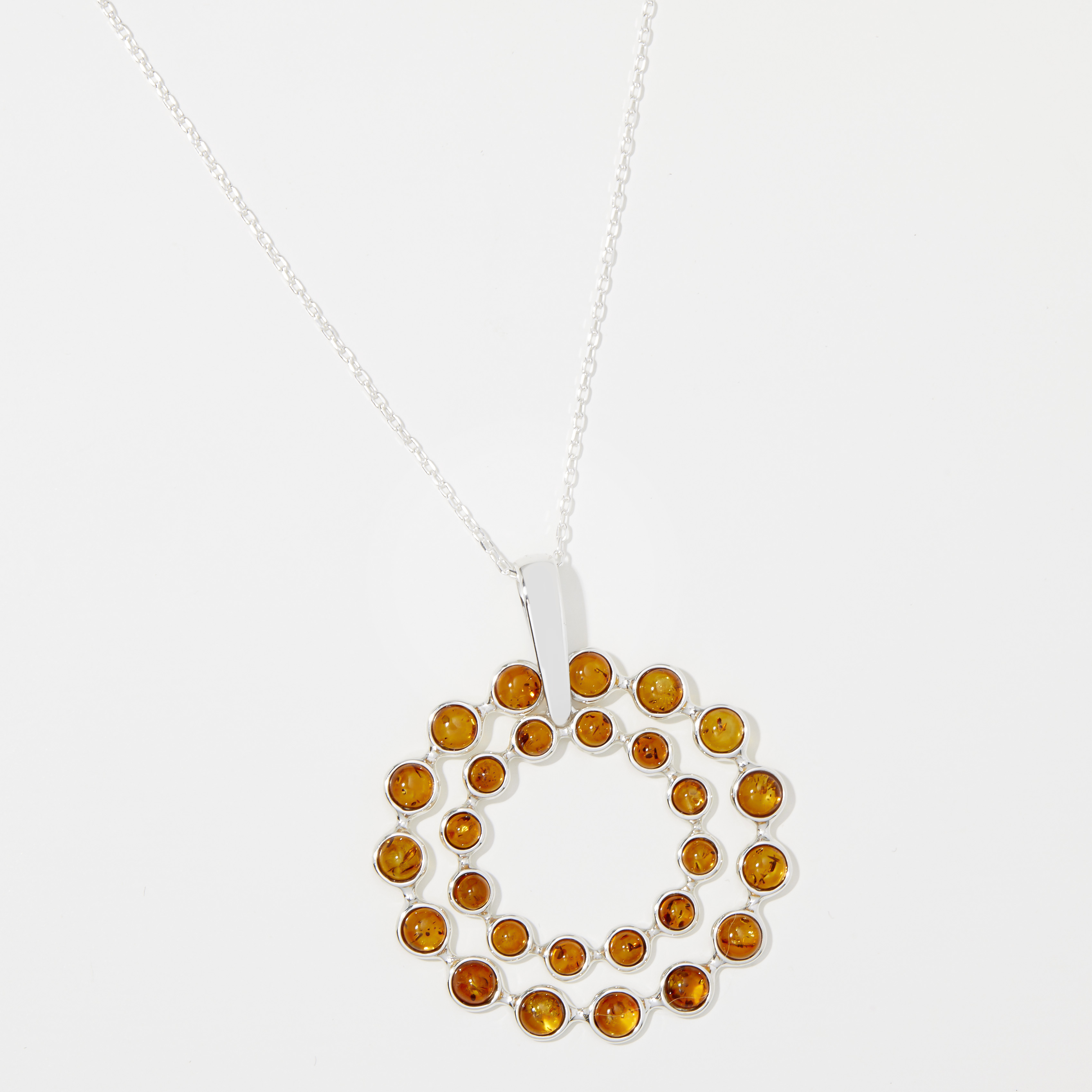 Amber Extraordinaire Sterling Silver Double Circle Amber Pendant with ...