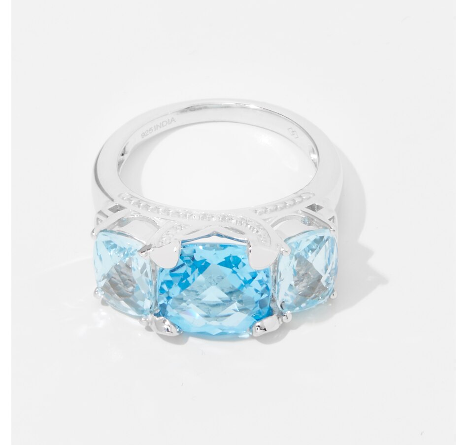 Gem Reflections Sterling Silver 9.00 av. ctw Cushion Multi Blue Topaz Ring - TSC.ca