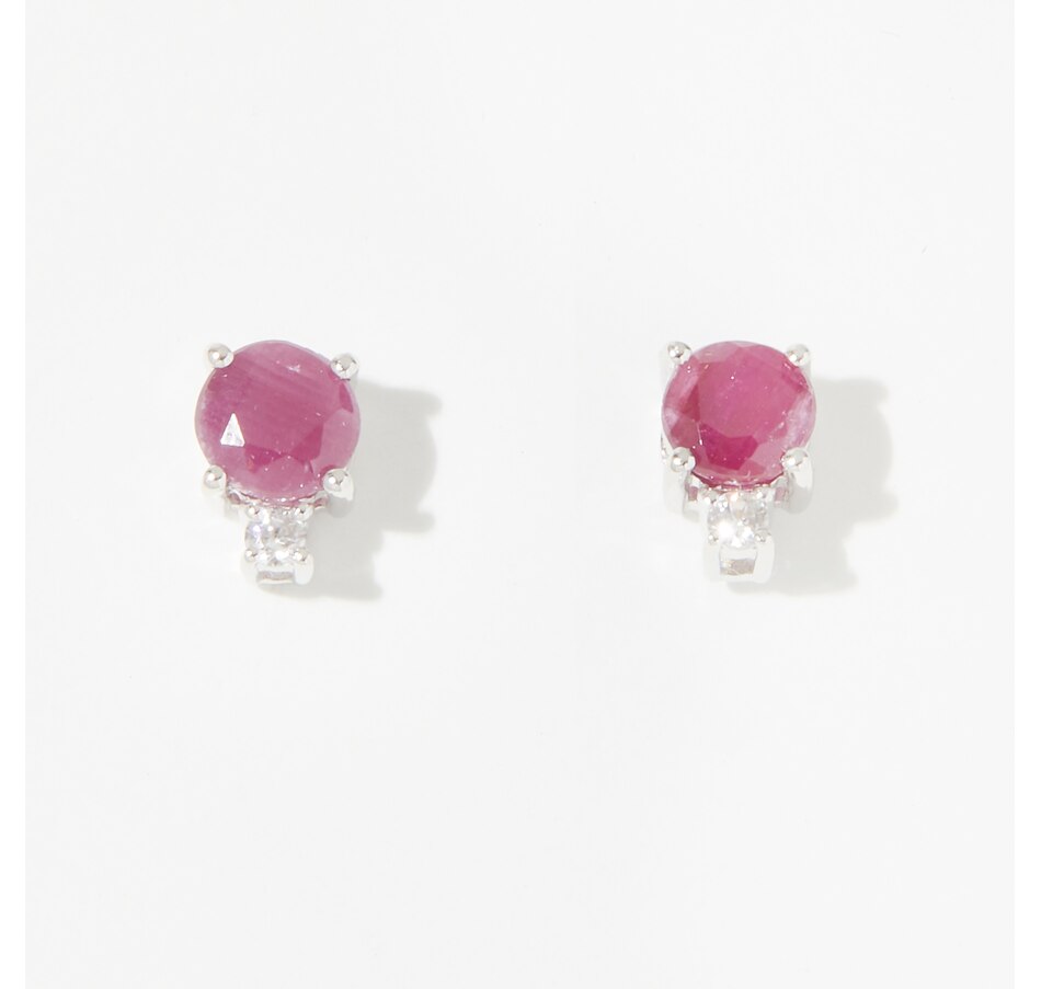 Gem Reflections Sterling Silver 1.00 av. ctw Round Ruby and White ...