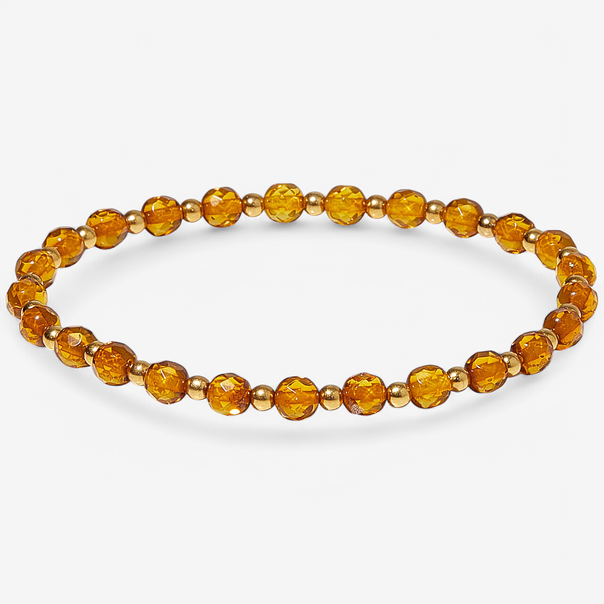 Amber Extraordinaire SS/YGP Artisan Collection Faceted Amber Bracelet ...