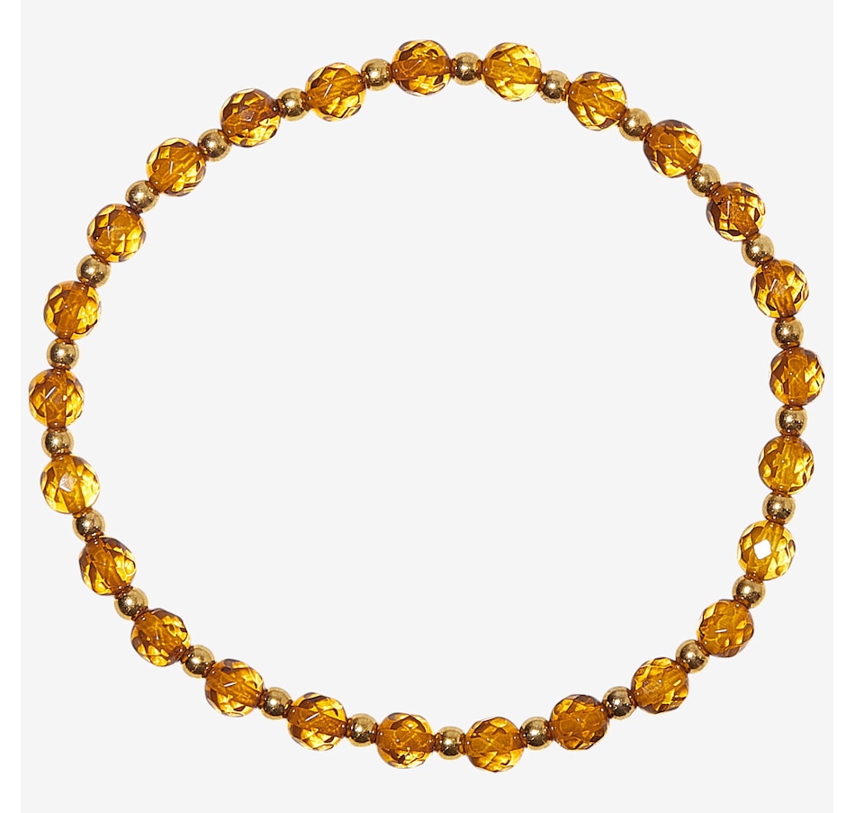 Amber Extraordinaire SS/YGP Artisan Collection Faceted Amber Bracelet ...