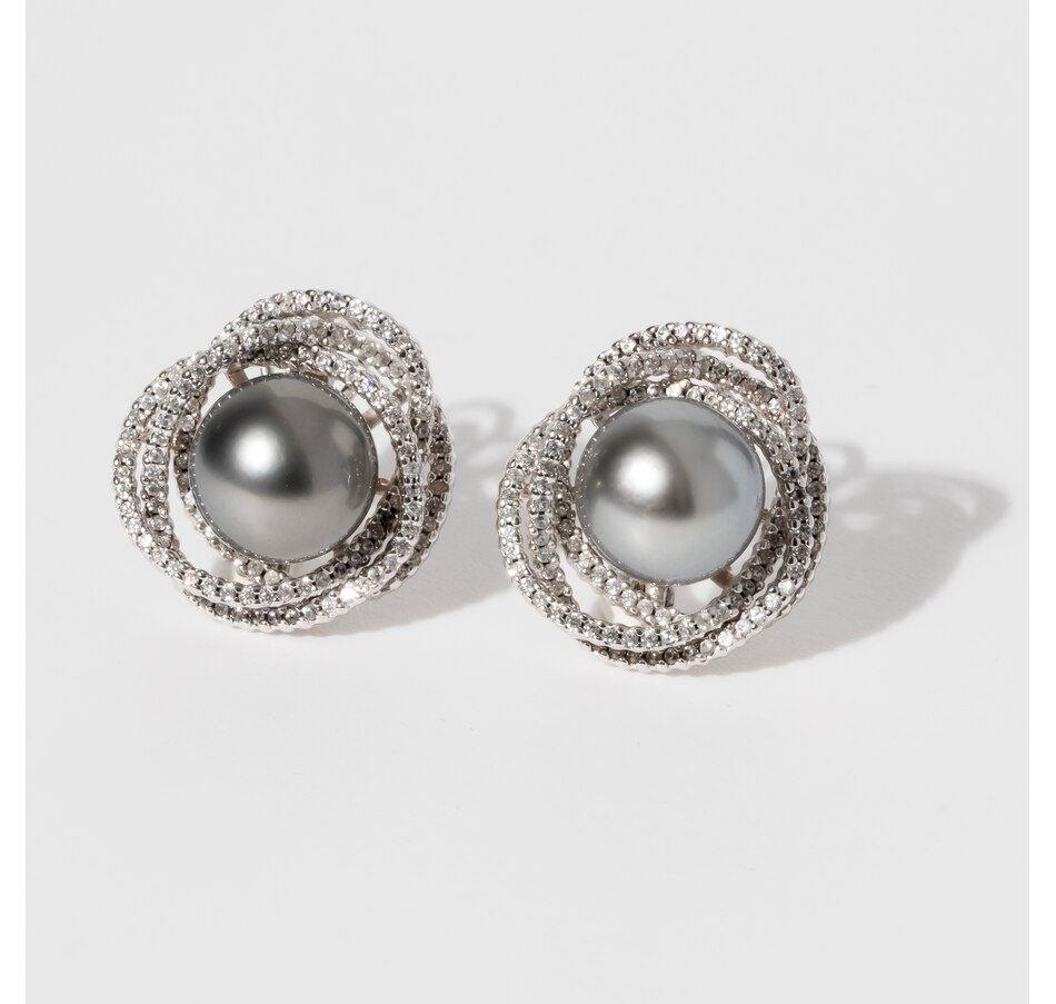 Roz Kwan Jewellery Sterling Silver Tahitian Pearl with White Zircon ...