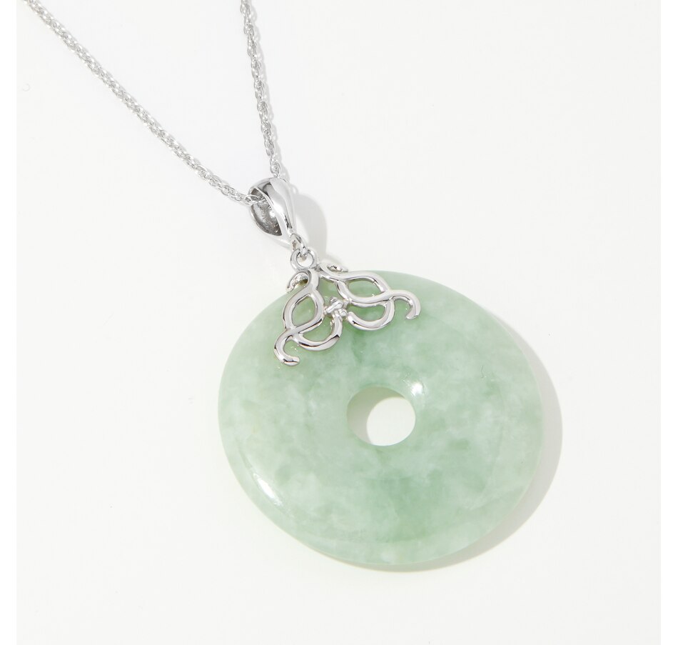 Roz Kwan Jewellery Sterling Silver Jade Lifesaver Circle Pendant with ...