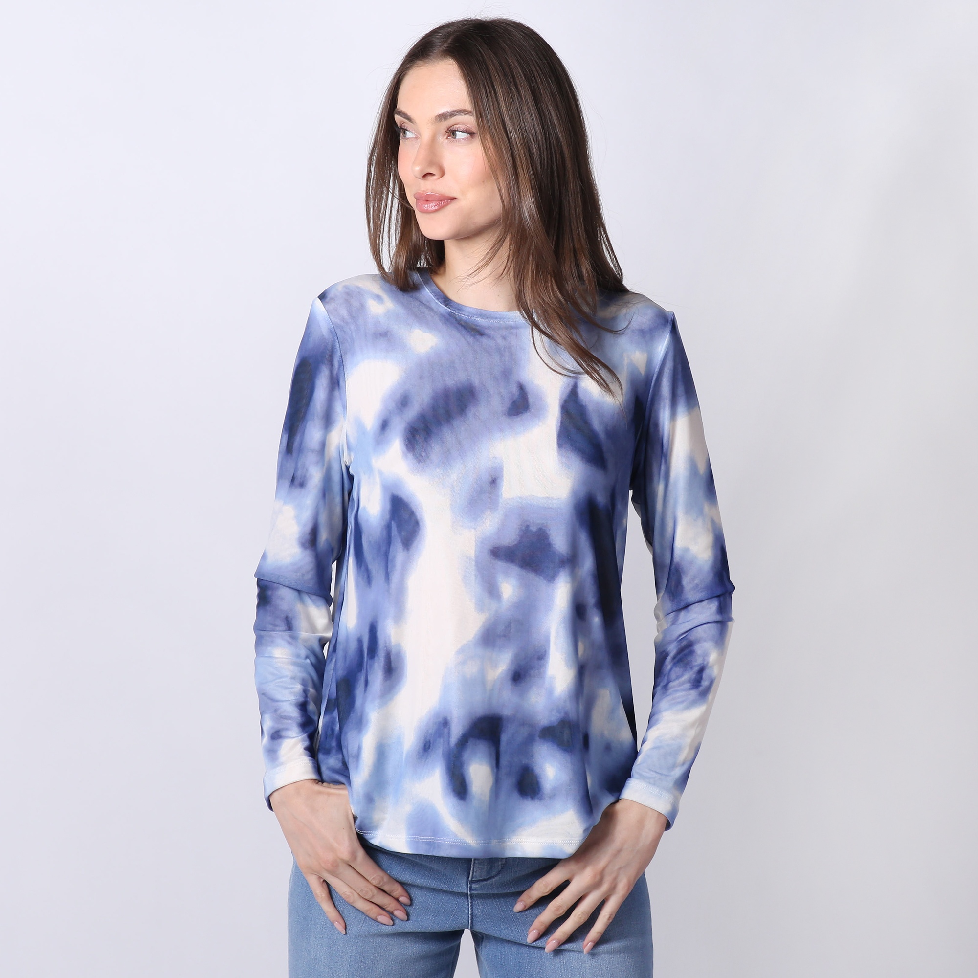 Wynne Layers Printed Mesh Crew Neck Top - TSC.ca