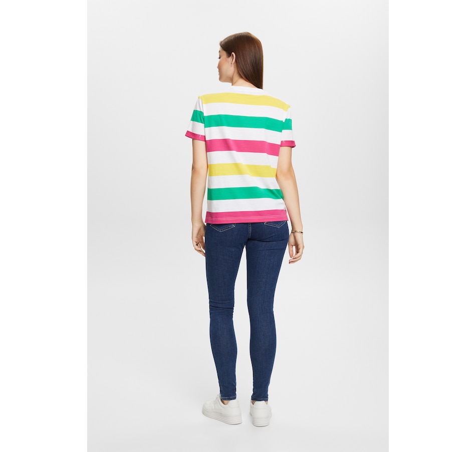 Esprit Short Sleeve Crew Neck Multi-Stripe Tee - TSC.ca