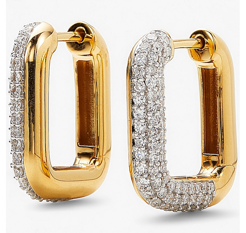 EVERA Diamonds Sterling Silver 1.00 ctw Diamond Square Hoop Earrings ...