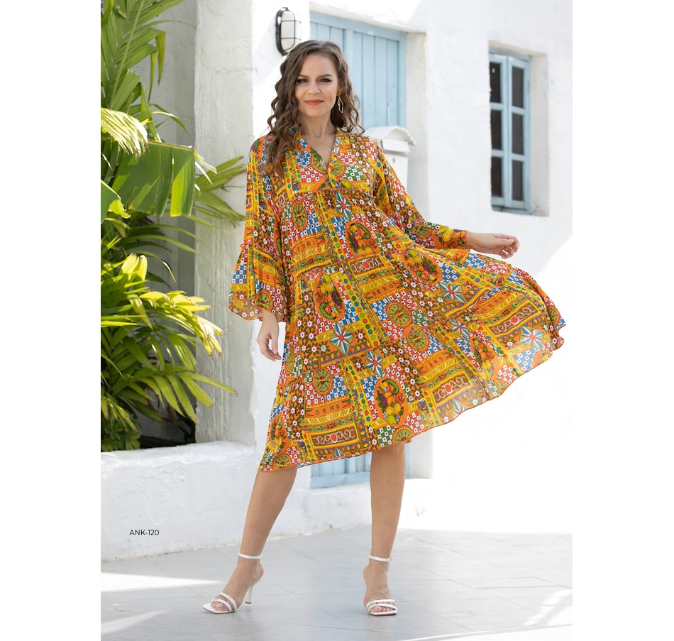 Orange Fashion Village Midi A-Line Dress - TSC.ca