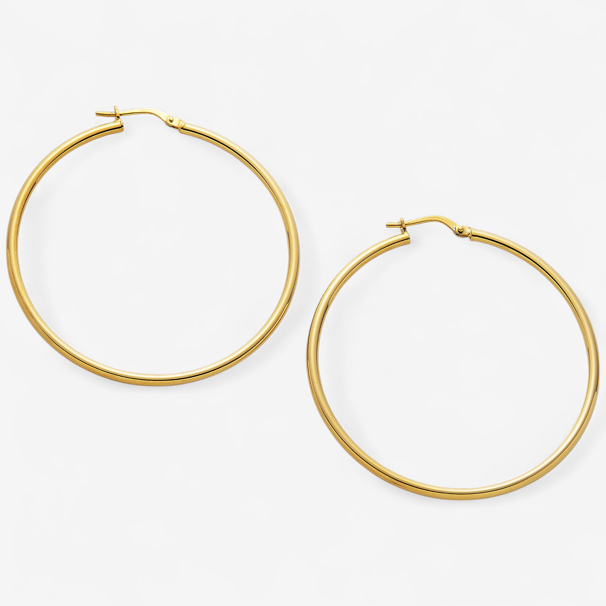 Bronzoro Yellow Gold Plate 50mm Plain Hoop Earrings - TSC.ca