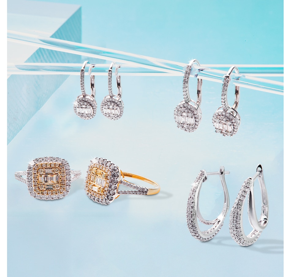 14K White Gold Diamond Leverback Earrings - TSC.ca