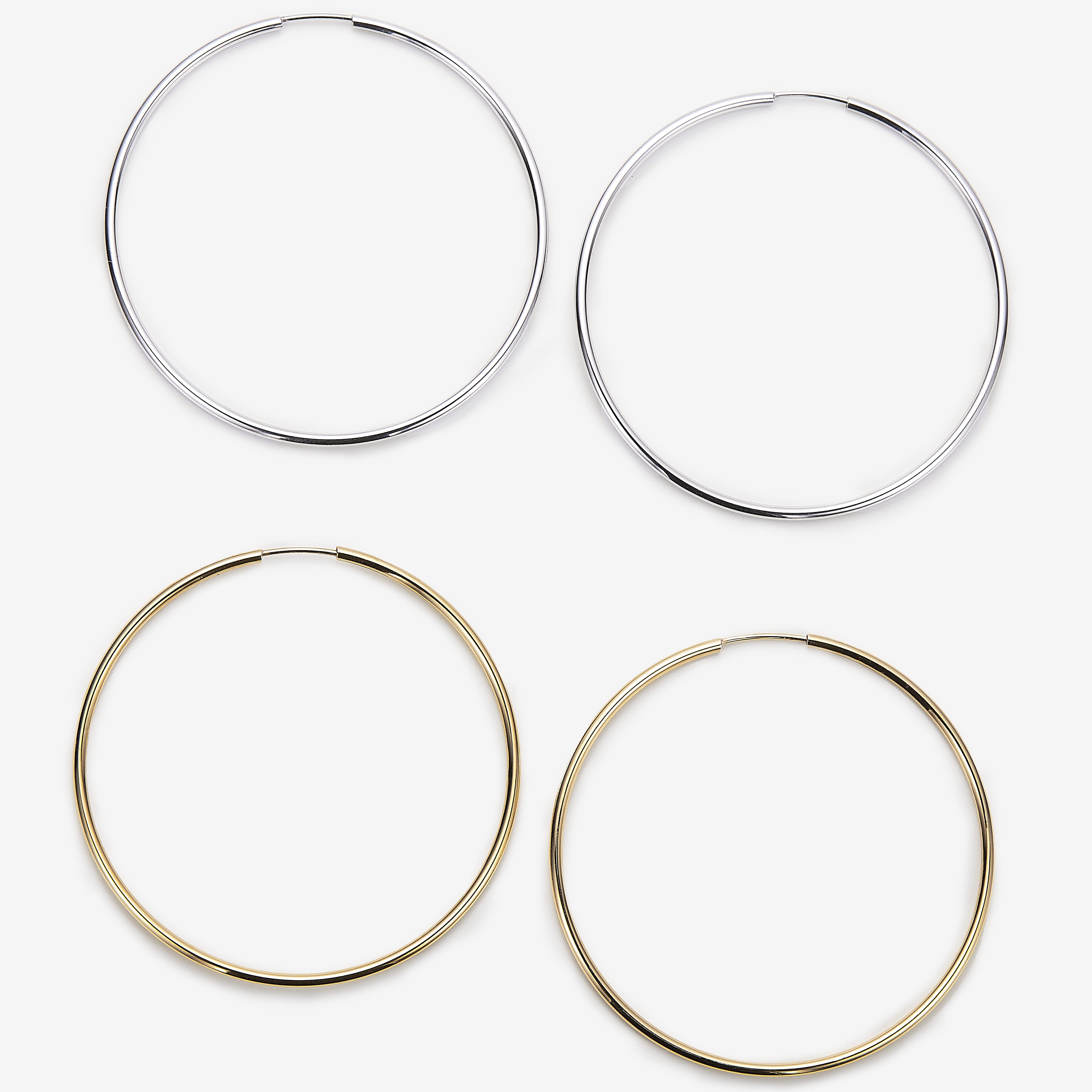 Silver Gallery Sterling Silver Rhodium & Yellow Gold Plate 50mm Endless ...