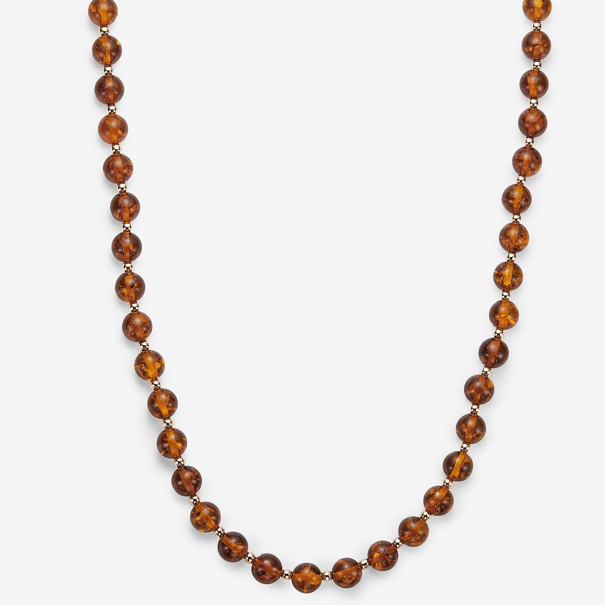 Amber Extraordinaire Sterling Silver Round Amber Bead Necklace - TSC.ca