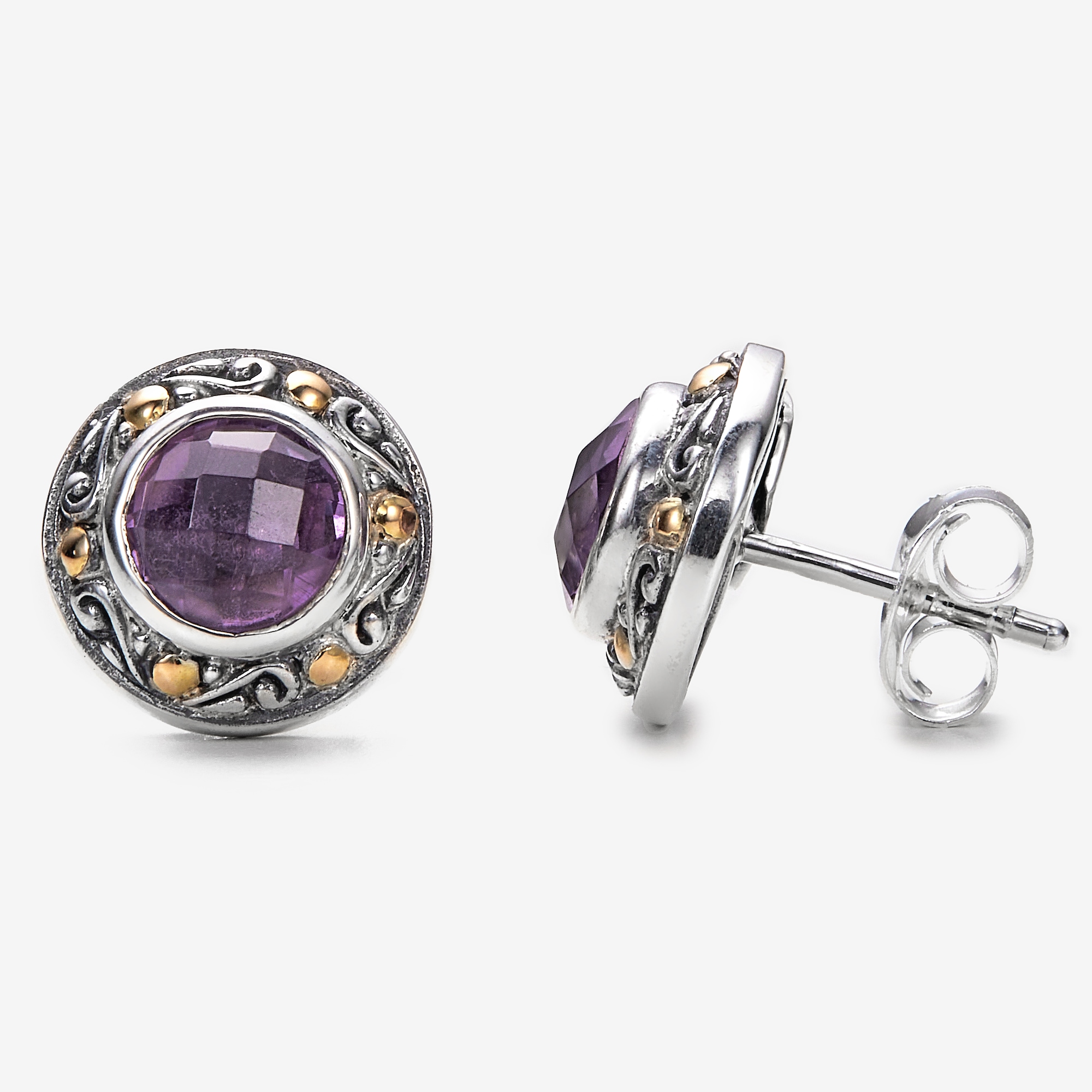 Samuel B. Collection Sterling Silver/18K Round Stud Earrings - TSC.ca