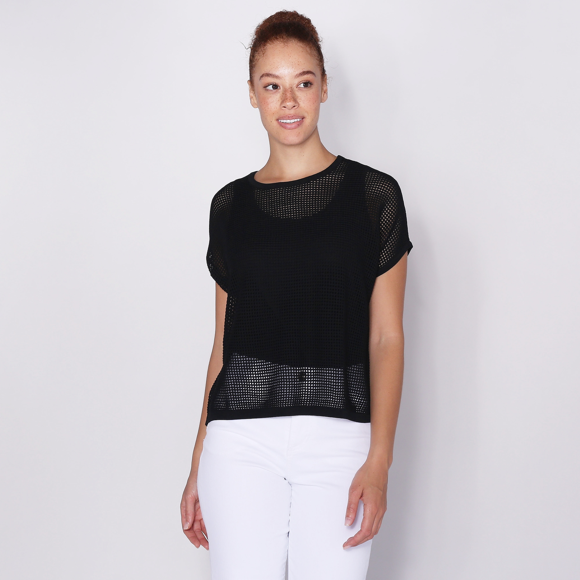 Wynne Style Rayon Nylon Mesh Easy Fit Sweater - TSC.ca