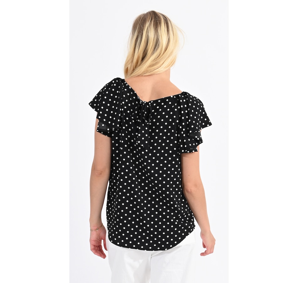 Molly Bracken Polka Dot Flounce Sleeve Blouse - TSC.ca