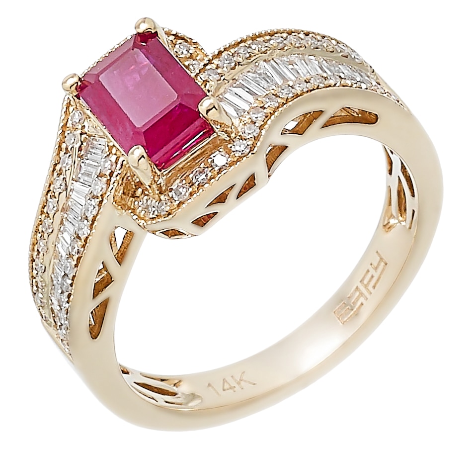 EFFY Jewellery 14K Yellow Gold Emerald Cut Ruby and Diamond Ring - TSC.ca