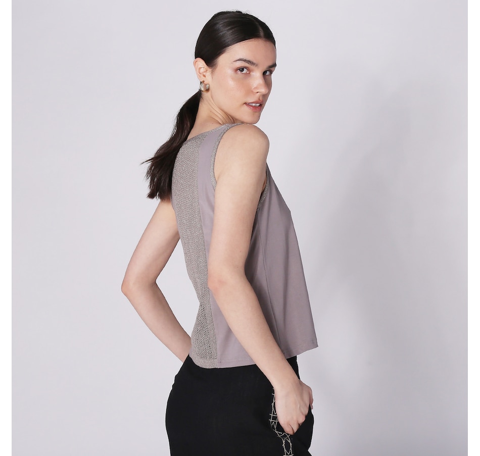 Aggel Knitwear Jersey Sleeveless Top With Knitted Details - TSC.ca