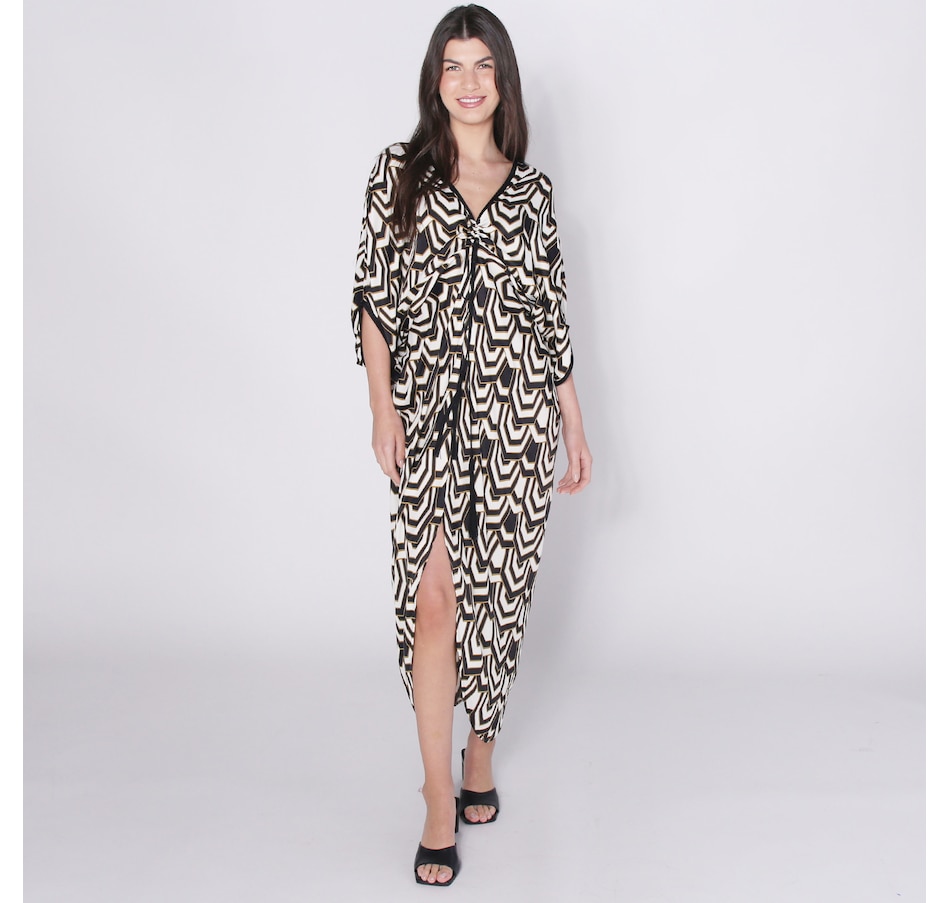 Aggel Knitwear Satin Tunic Dress With Knitted Details - TSC.ca