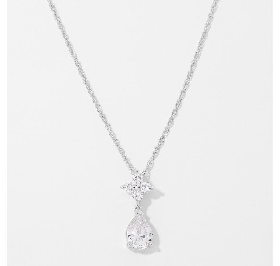 Diamonelle Sterling Silver Rhodium Plate Pear Shape Diamonelle Pendant ...