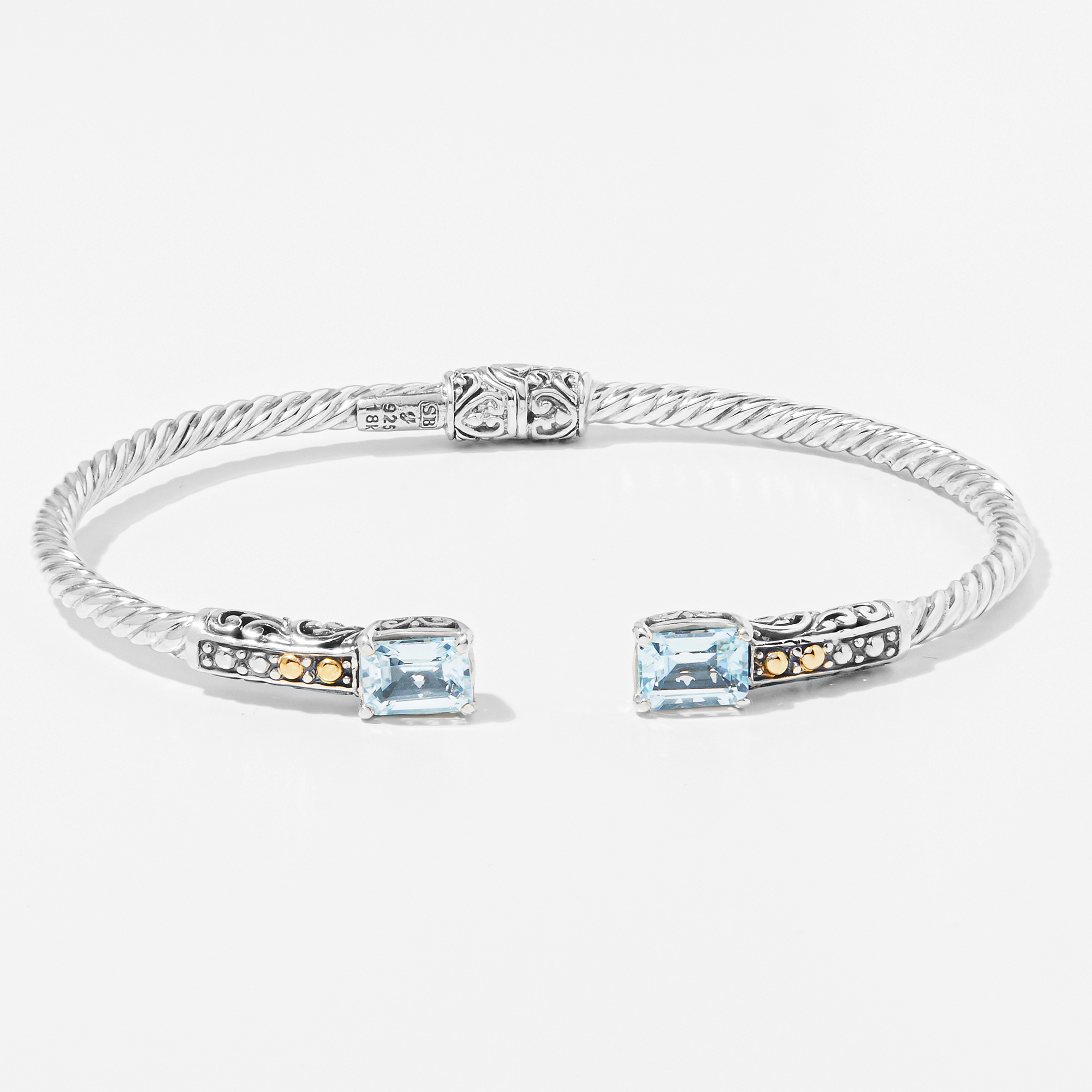 Samuel B. Collection Sterling Silver/18K Cable Gemstone Bangle - TSC.ca