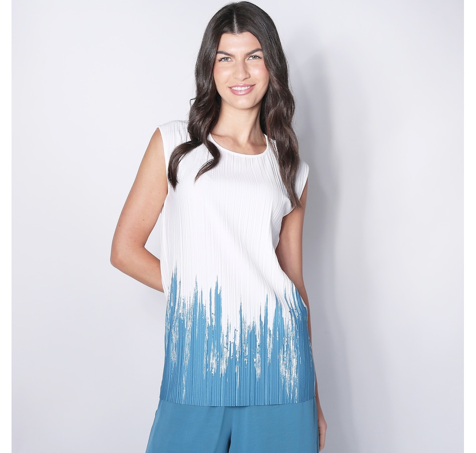 Wynne Style Summer Plisse Printed And Solid Top - TSC.ca