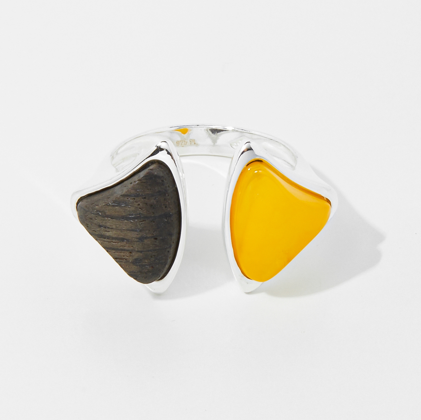 Amber Extraordinaire Sterling Silver Yellow Gold Plate Fancy Cut Amber ...