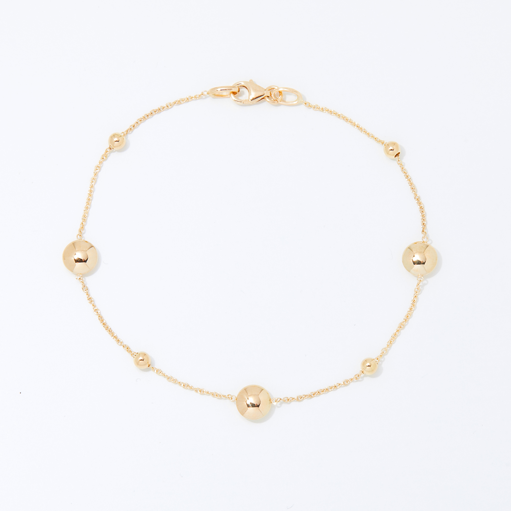 UNOAERRE 18K Yellow Gold Round Puffed Element and Bead Bracelet - TSC.ca
