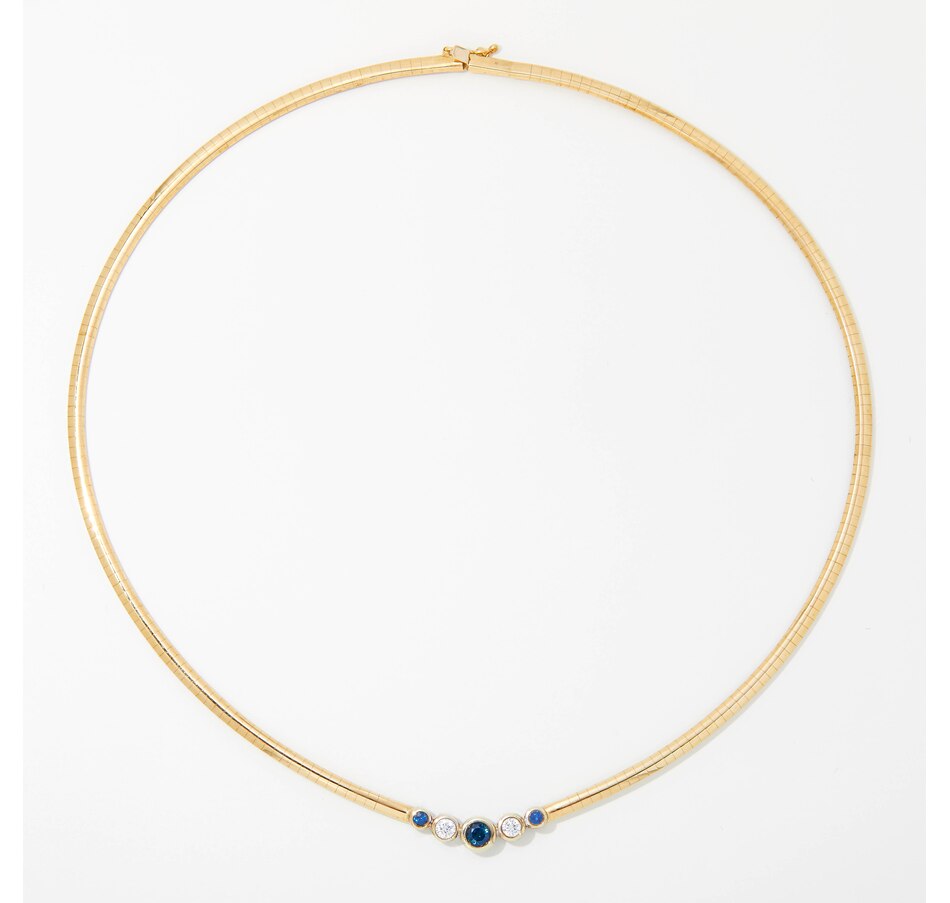 10K Yellow Gold Gemstone and Diamond Omega Necklace - TSC.ca