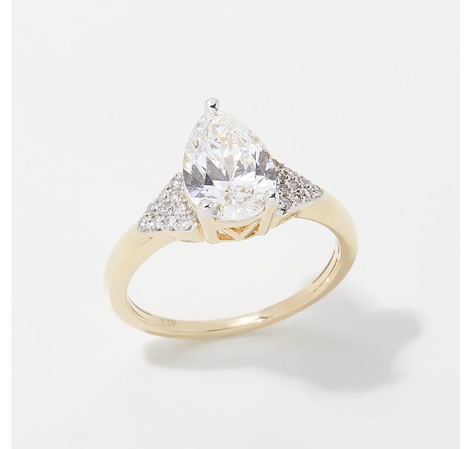 EVERA Diamonds 14K Yellow Gold 2.00 ctw Pear Centre Diamond Ring - TSC.ca