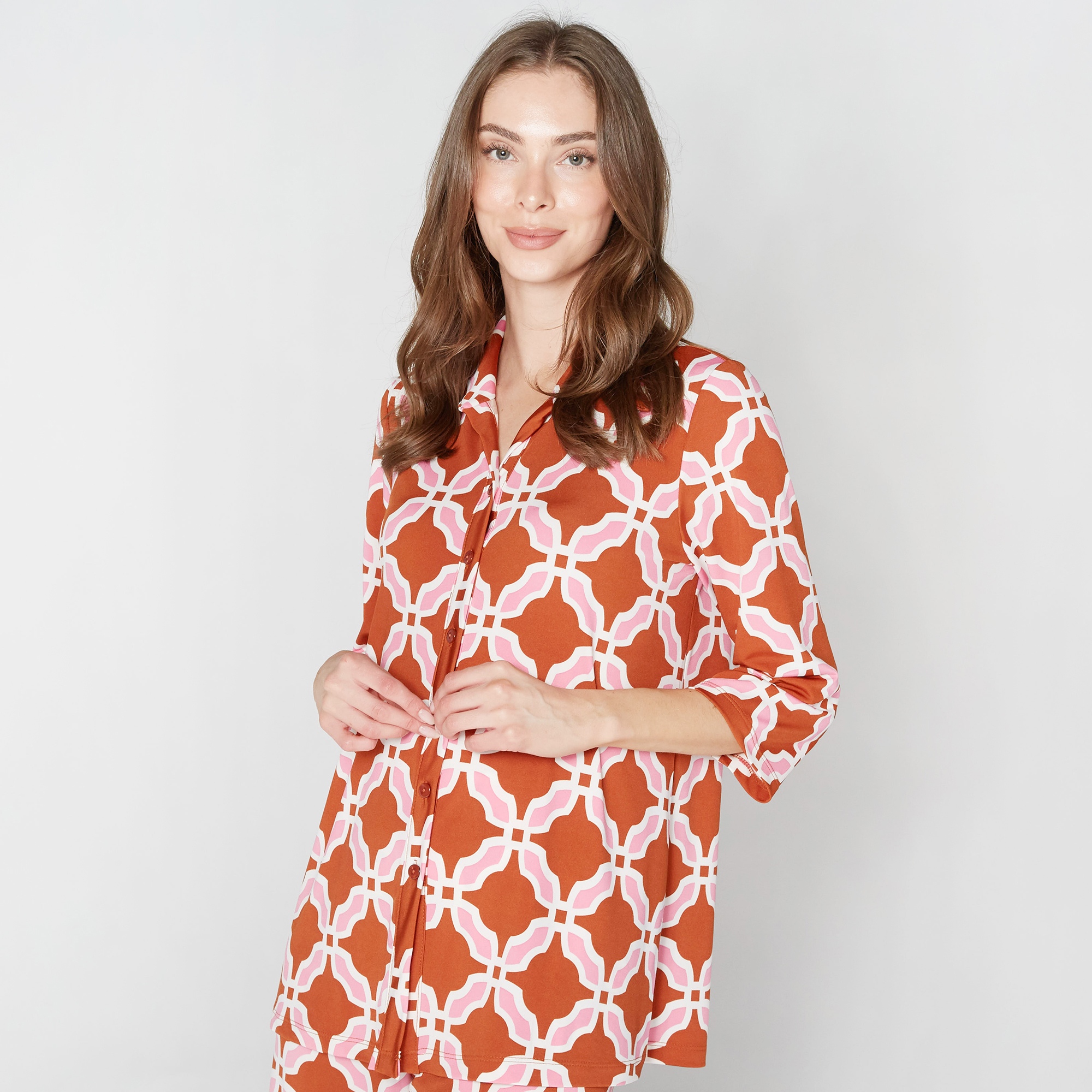 Kim & Co. Printed Brazil Retro Diamante Relaxed Shirt - TSC.ca