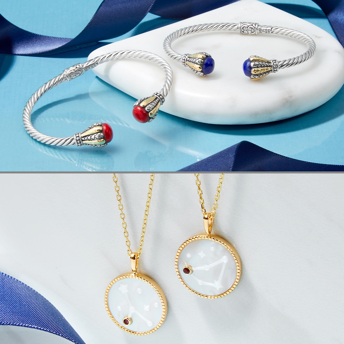 Samuel B Collection Sterling Silver Yellow Gold Plate Zodiac Gemstone ...