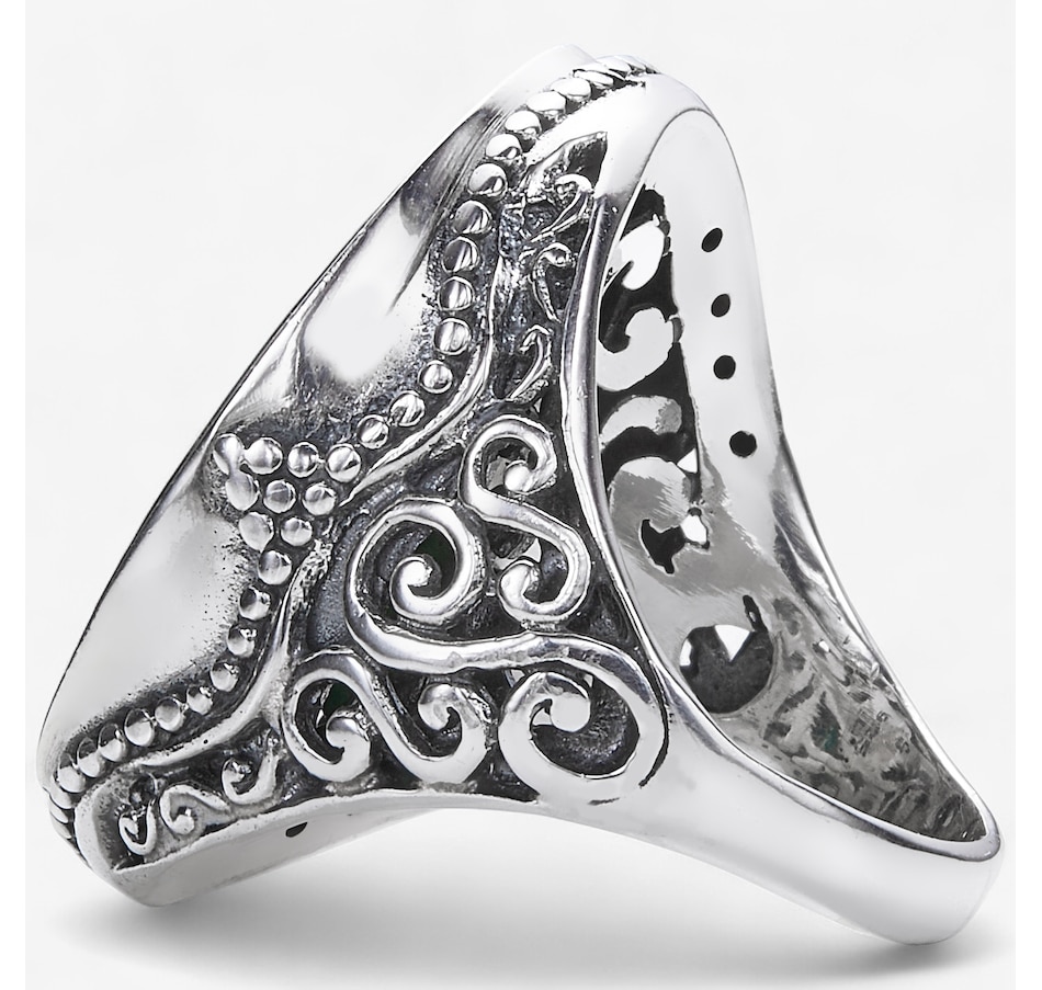 Samuel B Collection Sterling Silver Oval Gemstone Ring With Granulation ...