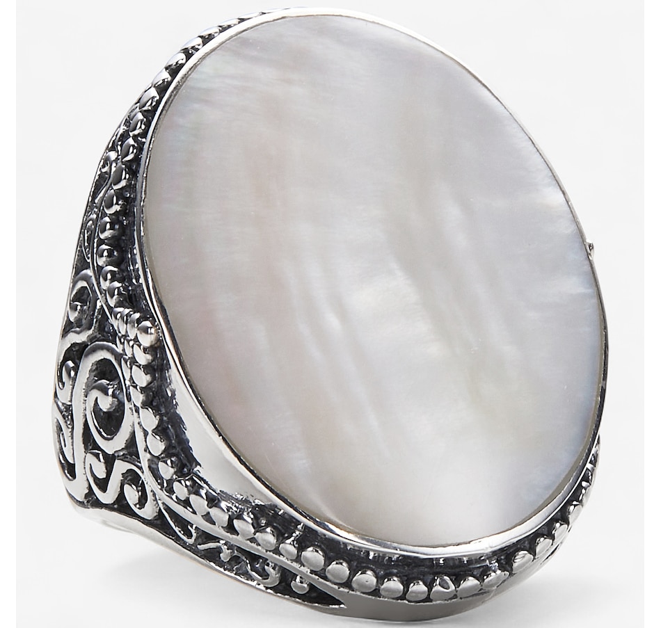 Samuel B Collection Sterling Silver Oval Gemstone Ring With Granulation ...