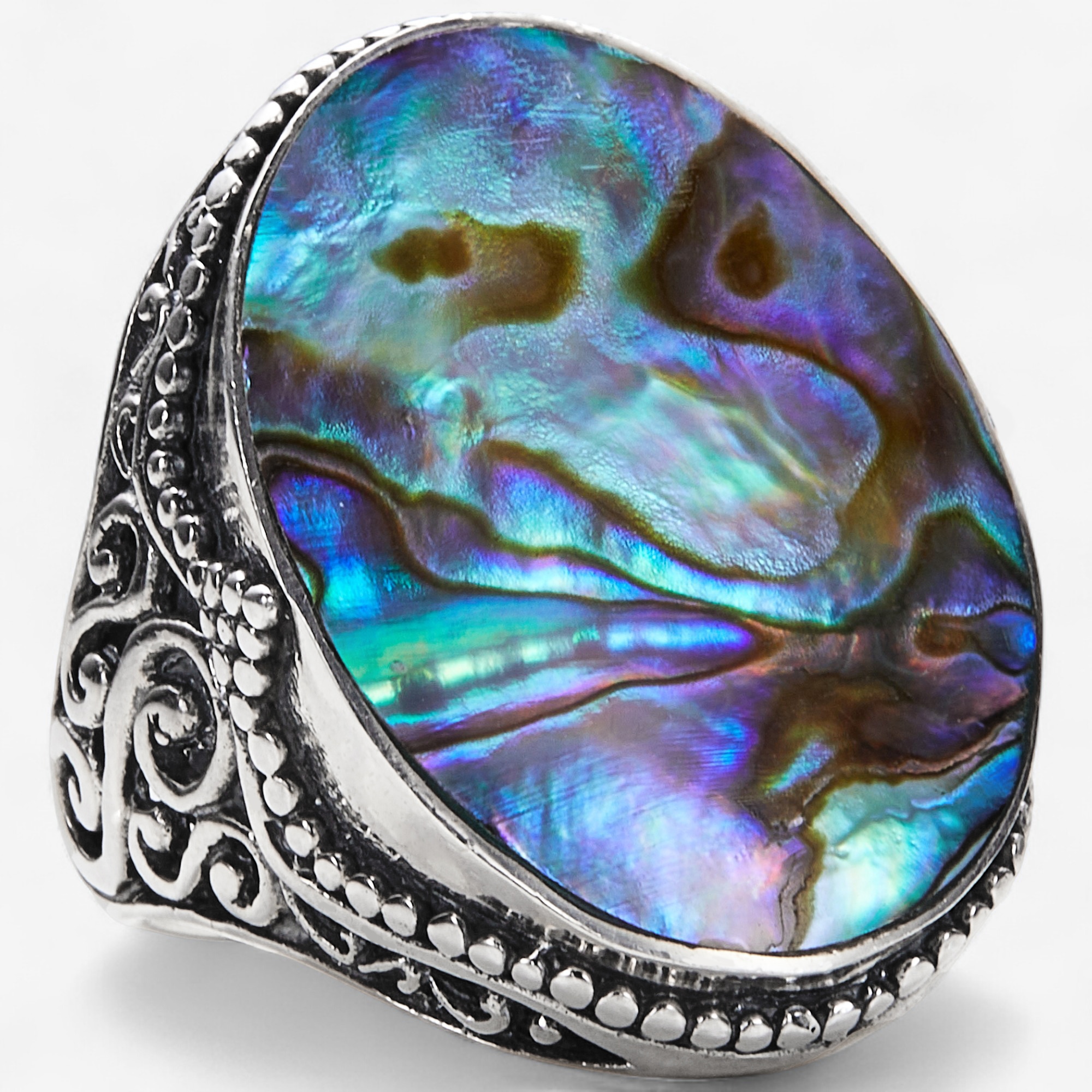 Samuel B Collection Sterling Silver Oval Gemstone Ring With Granulation ...